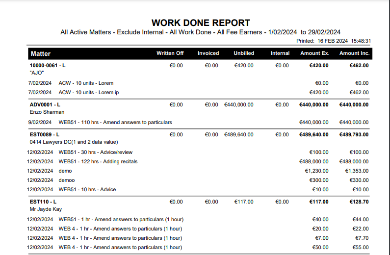 How does the Work Done Report work?