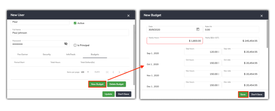 Set up new users / fee earners