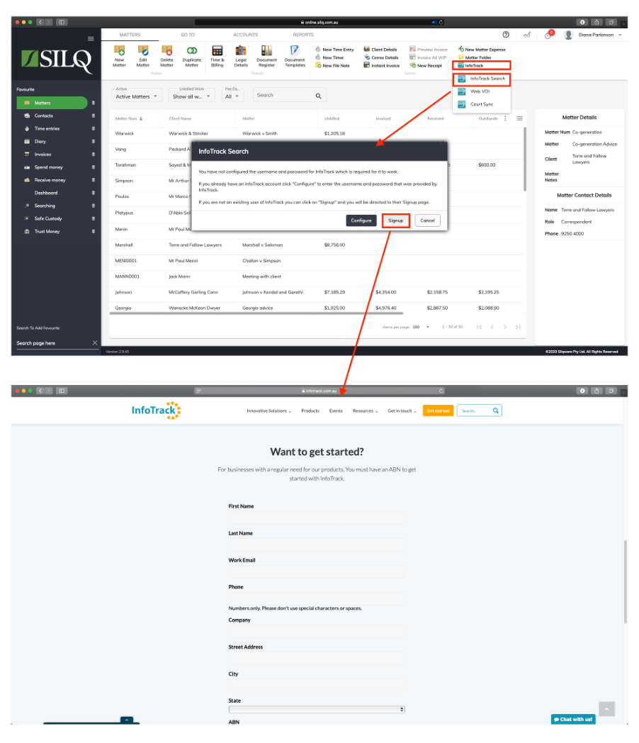 Setting up InfoTrack if you don’t have an existing InfoTrack account