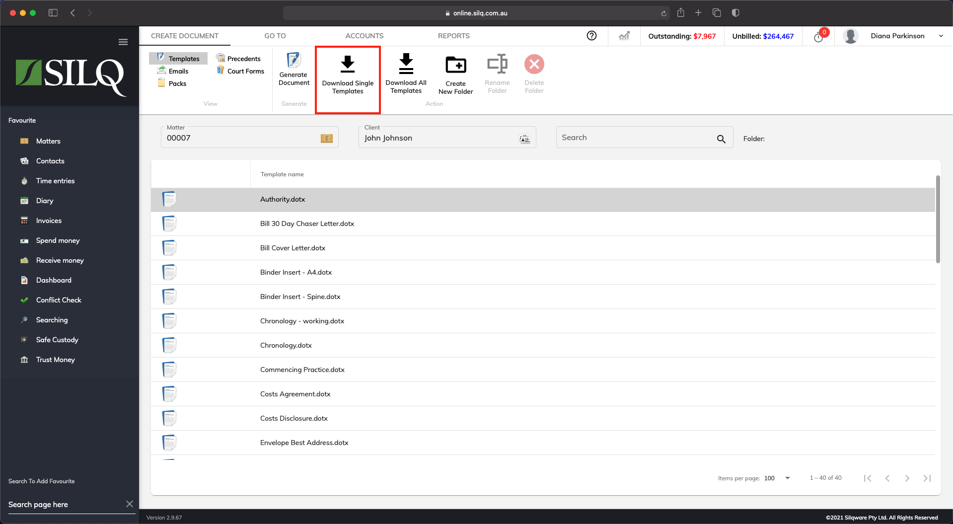Downloading Templates