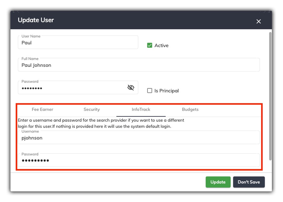 Set up new users / fee earners